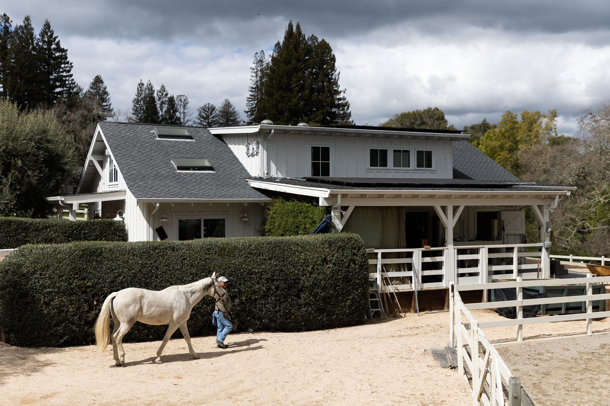 Award-winning fully electric barn in Woodside houses seven horses and a ...
